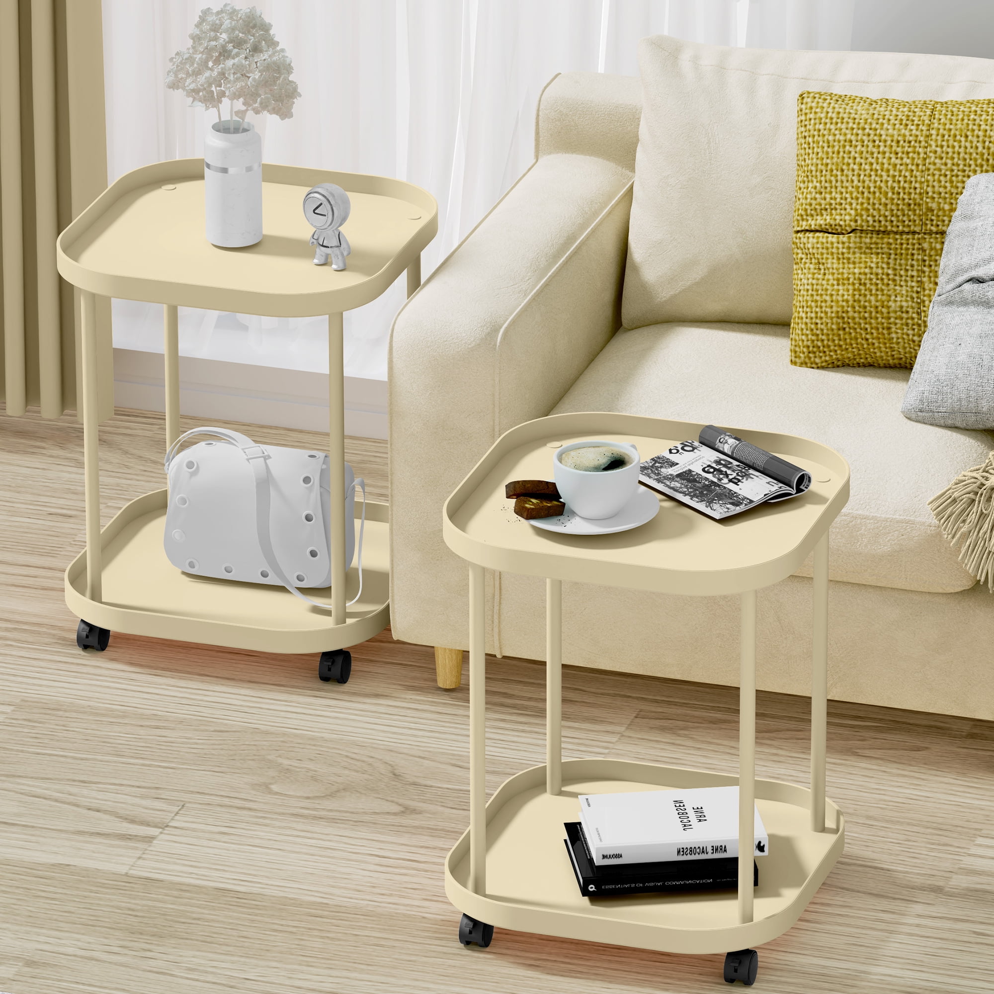 Villertech End Table with Wheels,Sofa Side Table,Modern Nightstand for ...