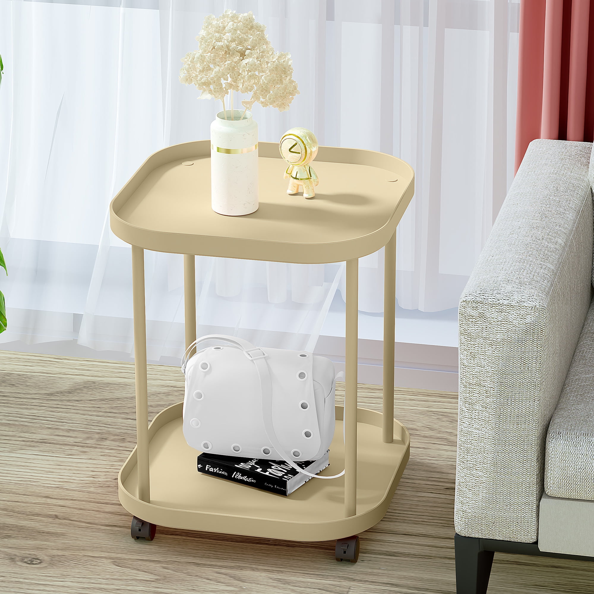 Villertech End Table with Wheels,Sofa Side Table,Modern Nightstand for ...