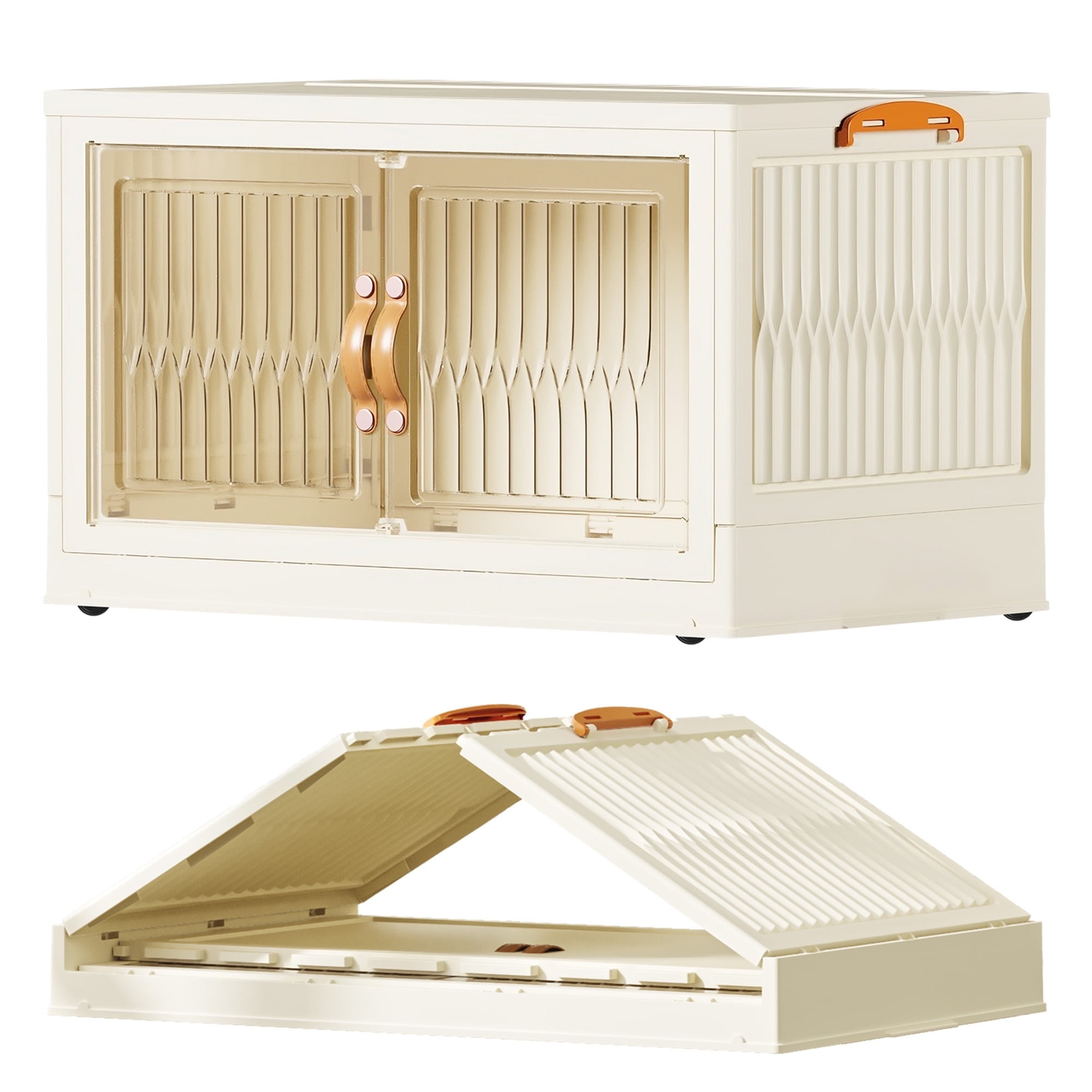 Villertech Stackable Plastic Storage Bins with Wheels,Folding Storage ...