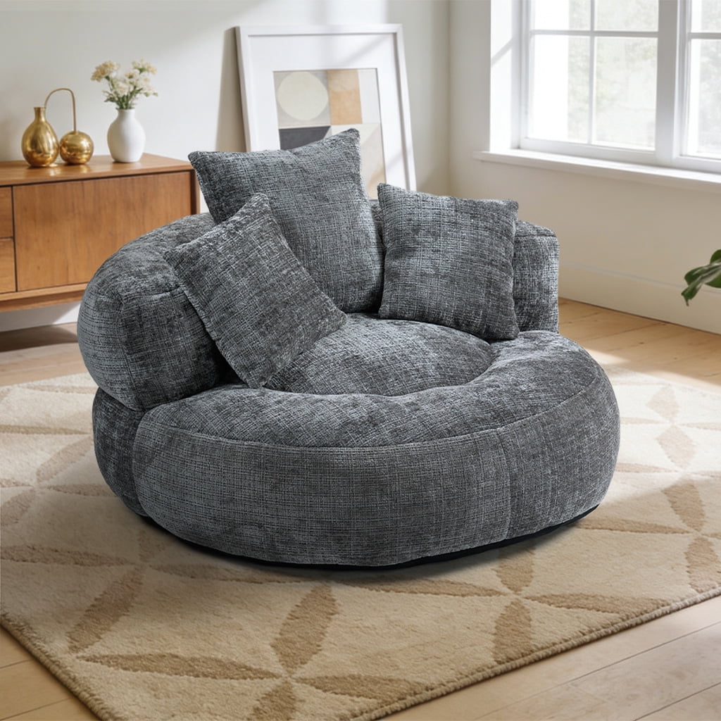 Villeston Chenille High Back Lazy Boy Sofa with Throw Pillows for ...