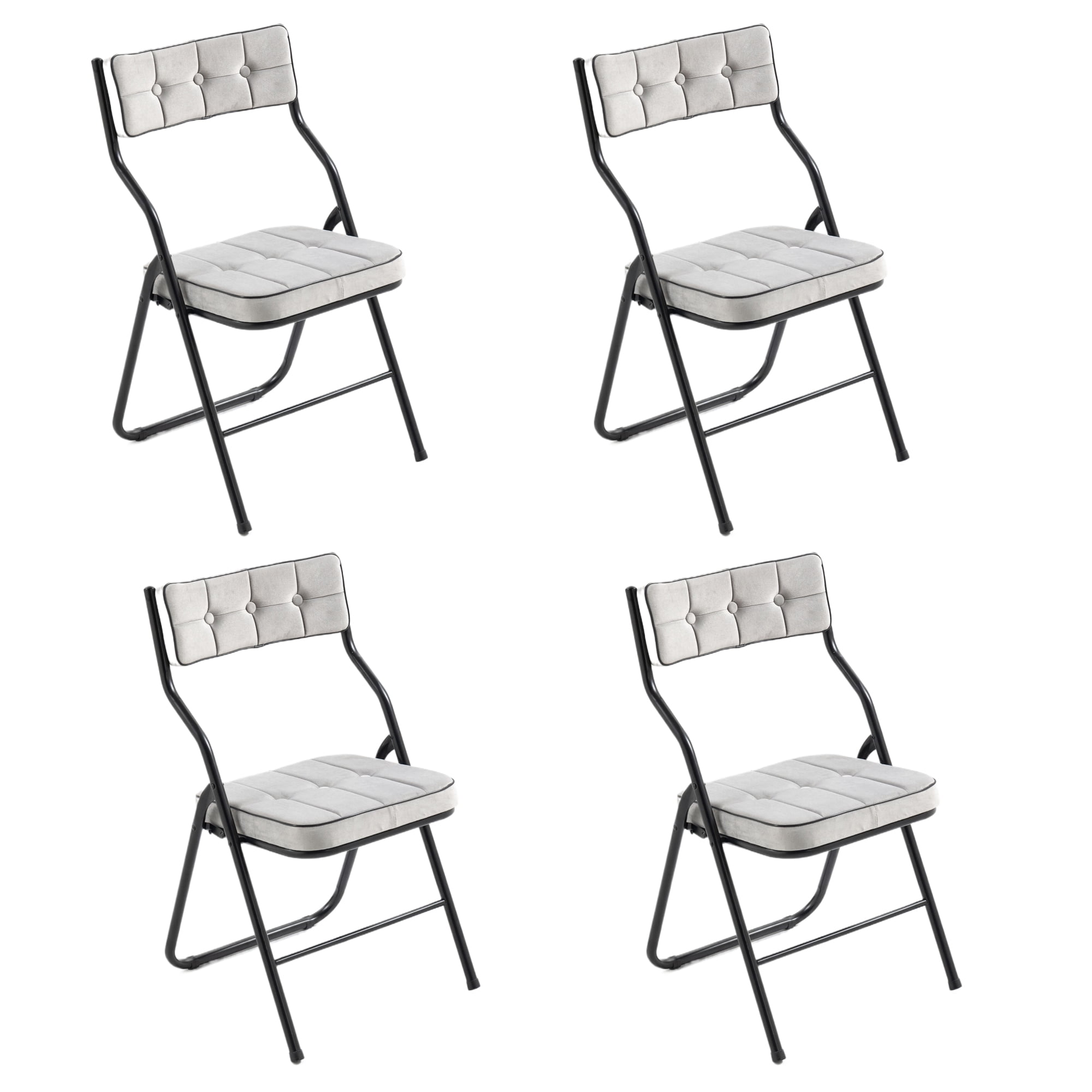 Villeston Folding Chairs, Steel Stackable Dining Chairs with Padded ...
