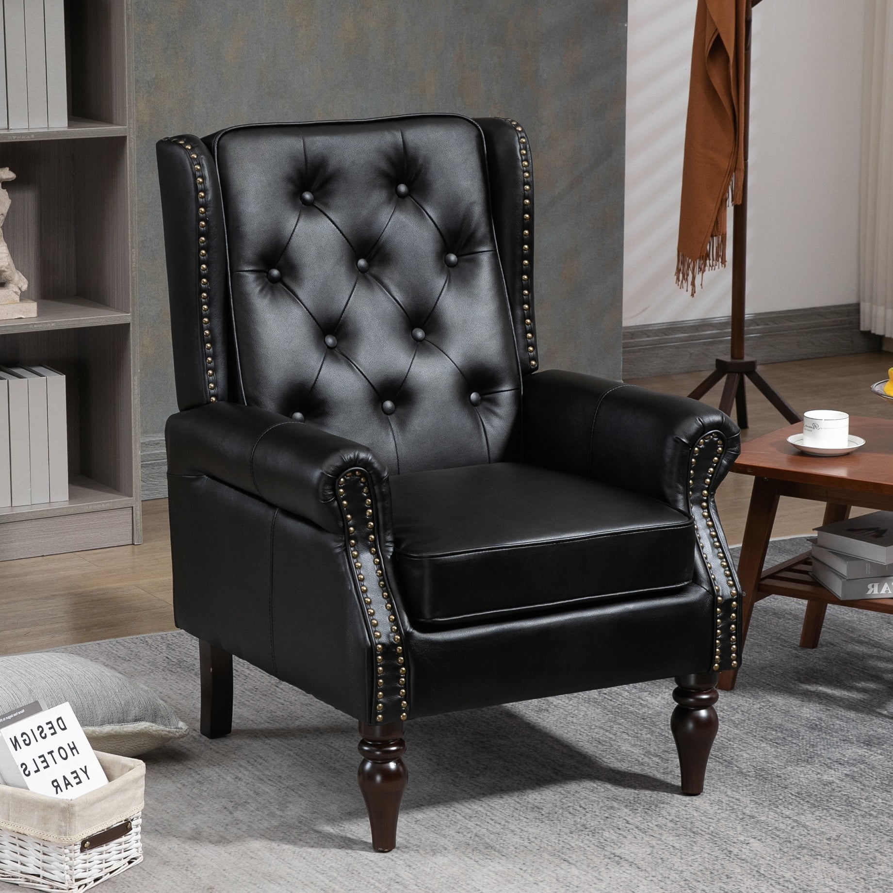 Villeston High Back Accent Chair with Buckle and Rivet Decor, Wood ...