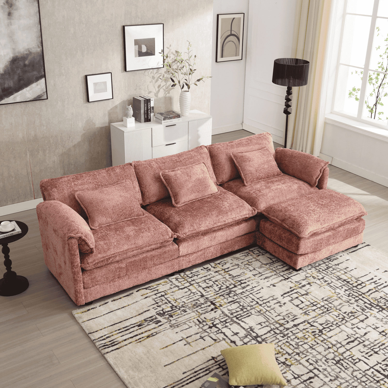 Villeston 112.2'' Modular Sectional Sofa with Movable Ottoman, L Shaped ...