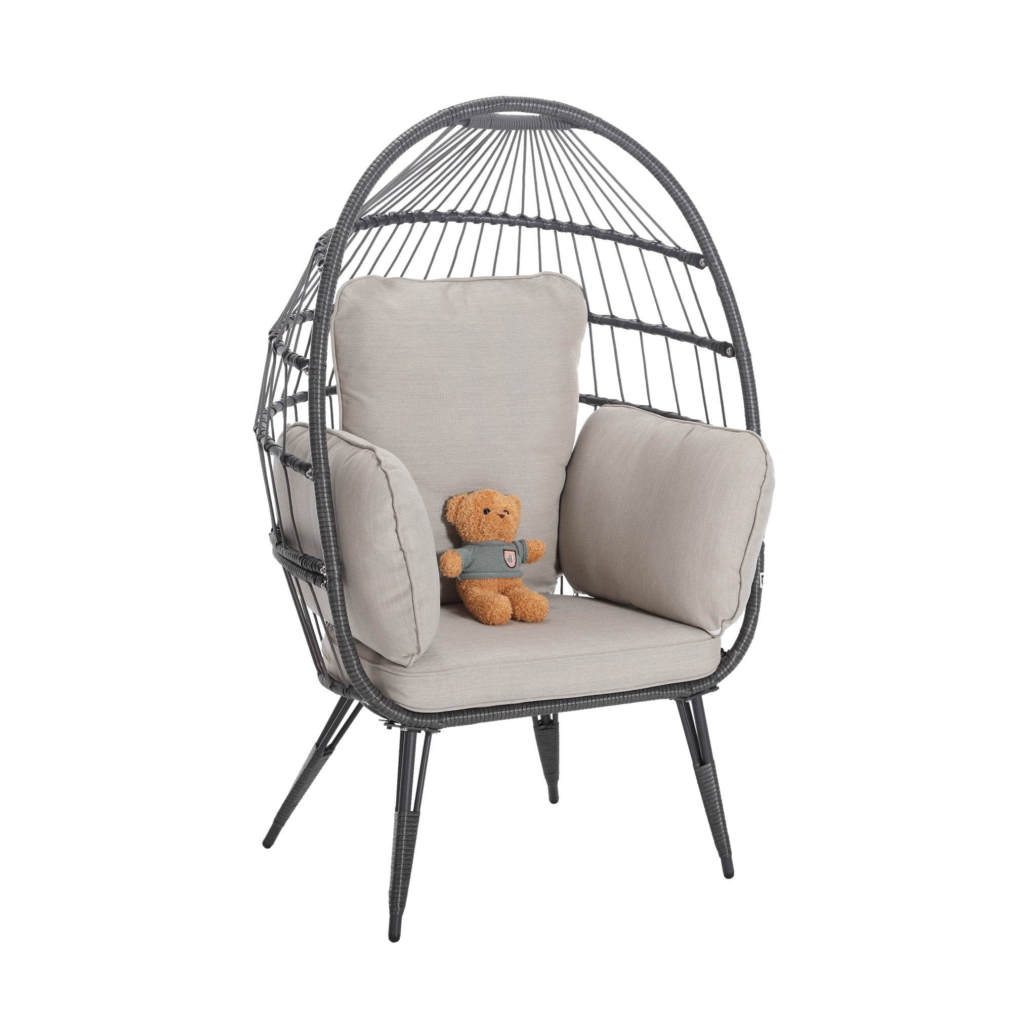Villeston Outdoor Vine Weaving Round Egg Chair, Indoor Leisure Bird's ...