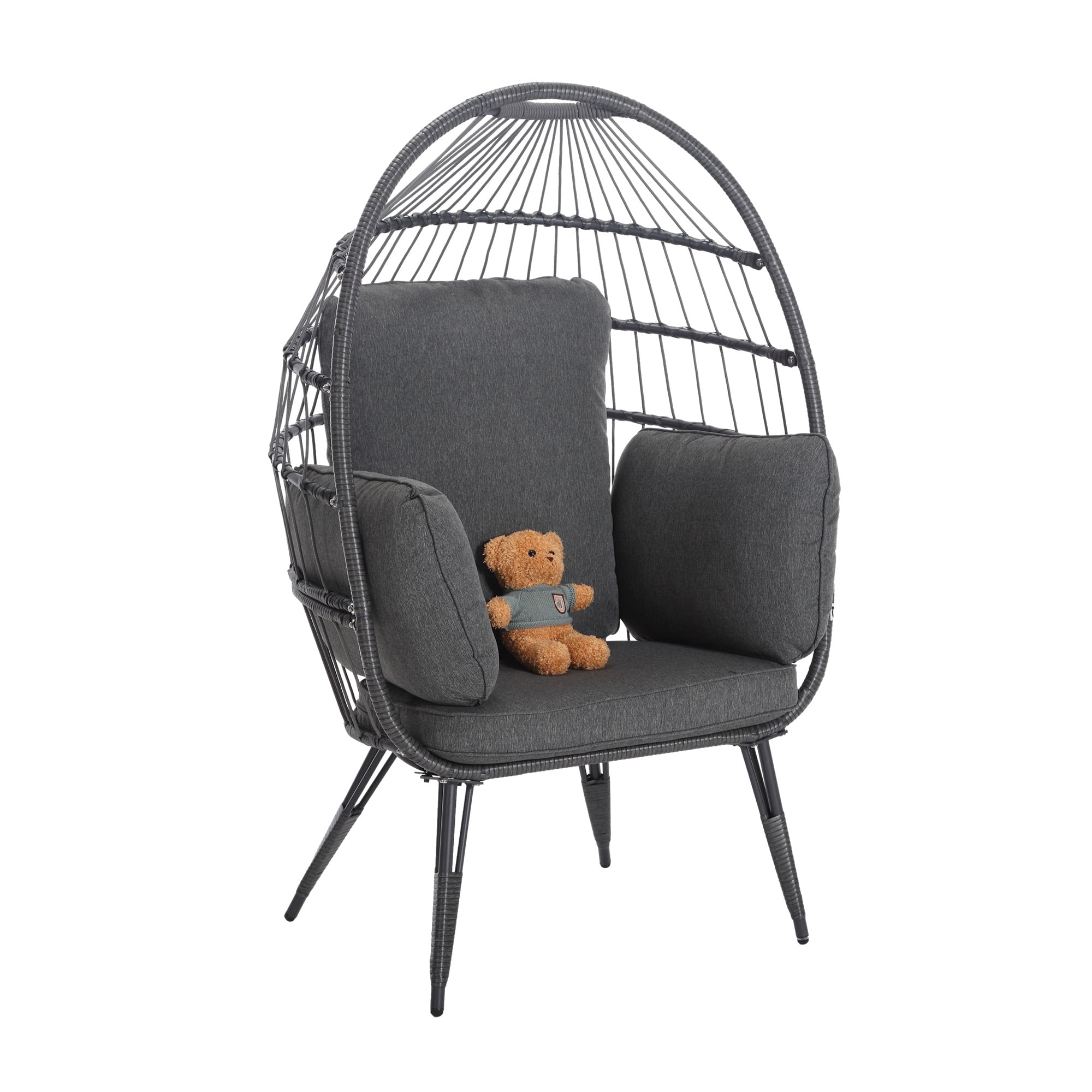 Villeston Outdoor Vine Weaving Round Egg Chair, Indoor Leisure Bird's ...