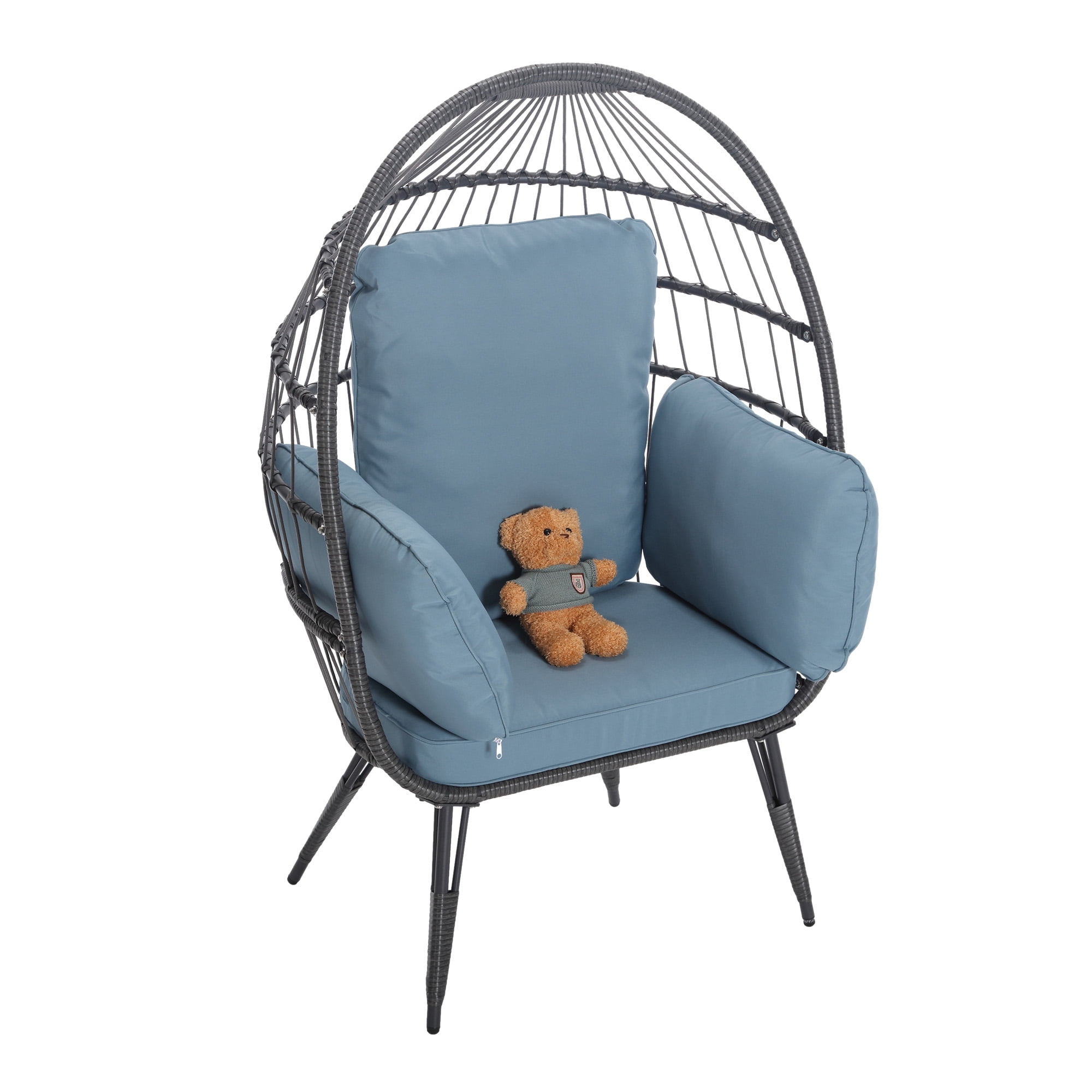 Villeston Outdoor Vine Weaving Round Egg Chair, Indoor Leisure Bird's ...