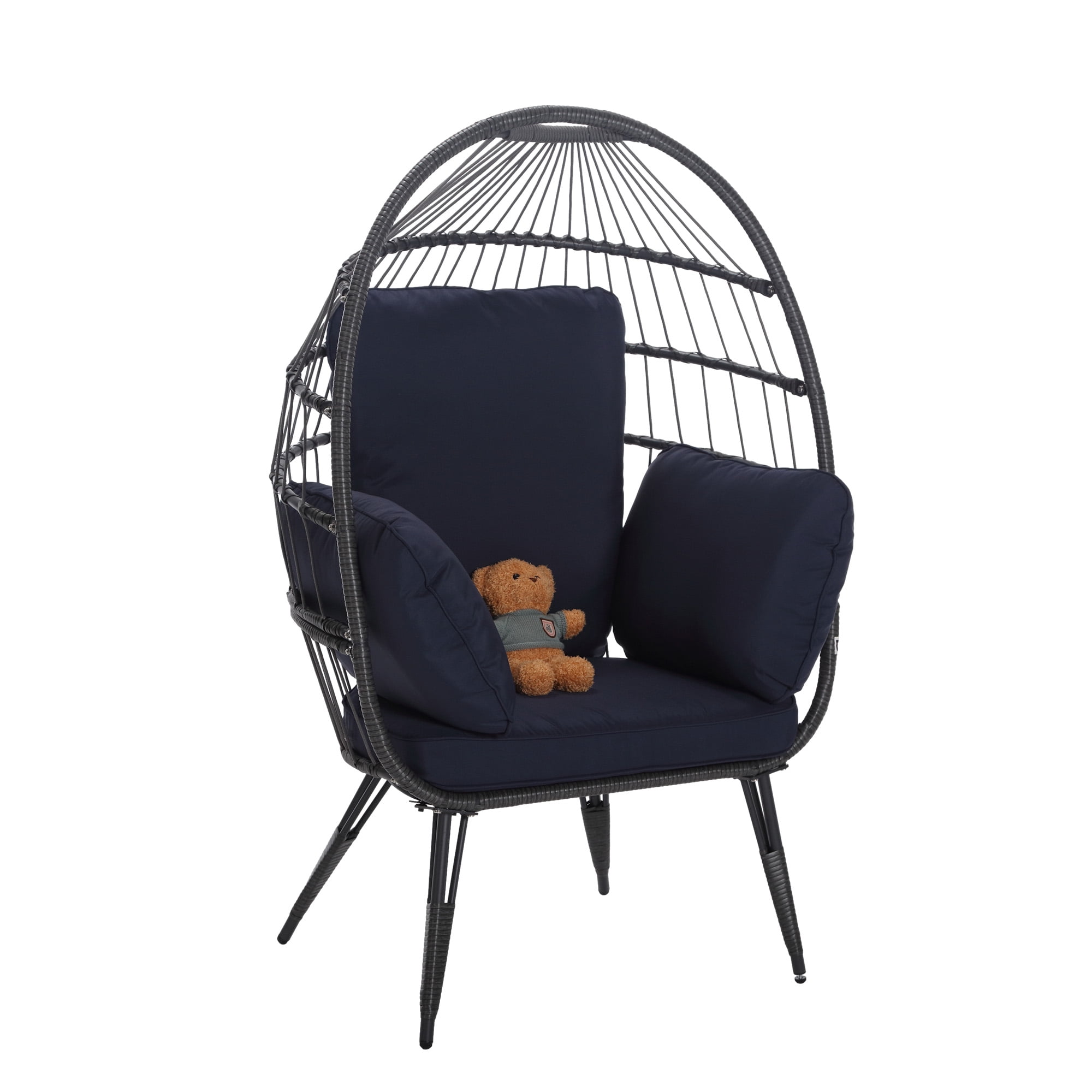Villeston Outdoor Vine Weaving Round Egg Chair, Indoor Leisure Bird's ...