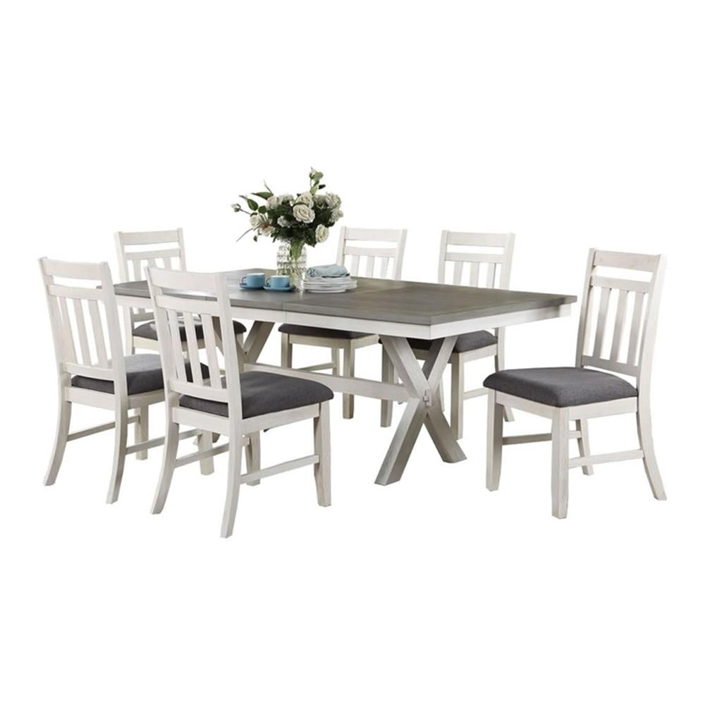 Vilo Home Lido Bay 7-Piece Engineered Wood Dining Set in White/Gray ...