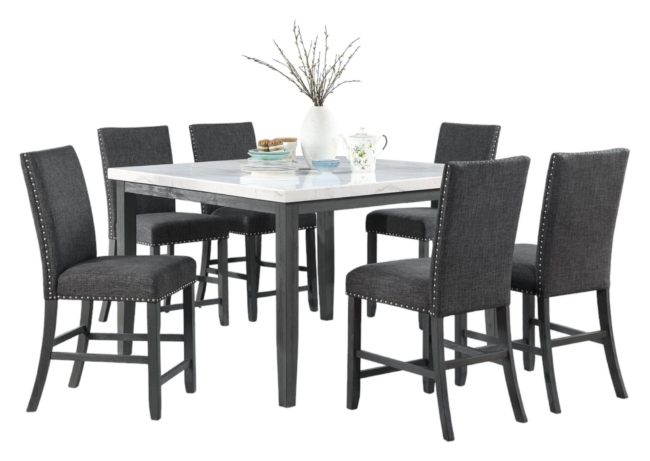 Vilo Home Modern White Marble 7pc Pub Dining Set - Walmart.com