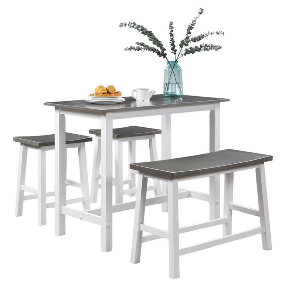Vilo Home Zuma 4-Piece Rubber Veneer Pub Set in White/Gray - Walmart.com