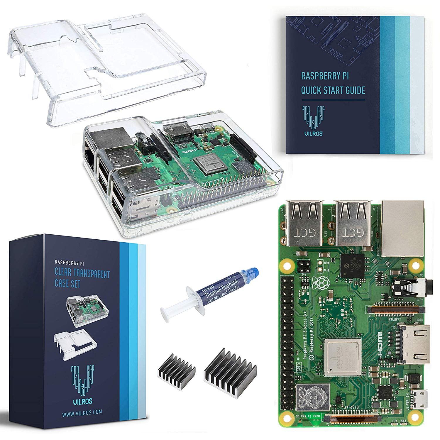 Vilros Raspberry Pi 3 Model B+ (B Plus) with Clear Transparent Case and ...
