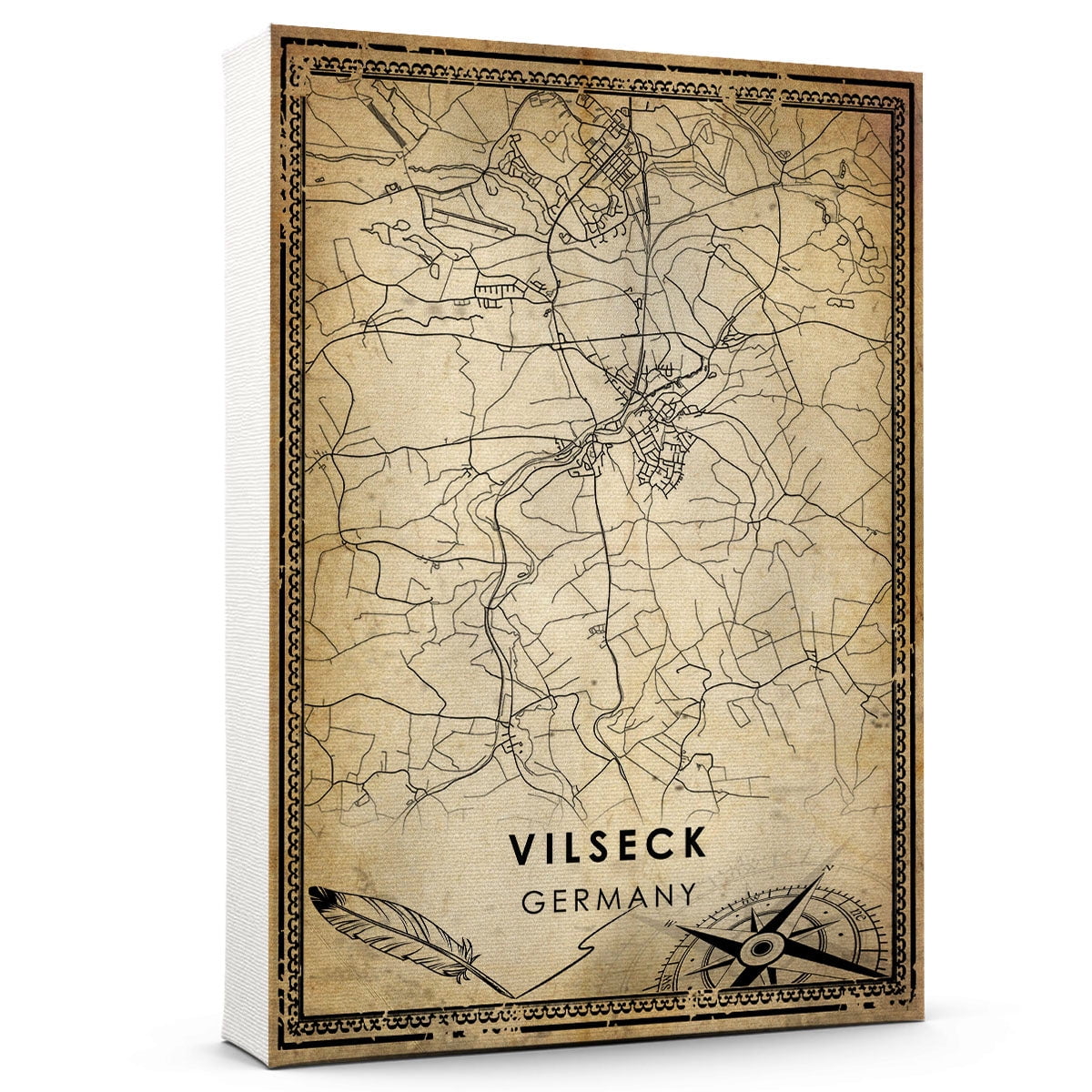 Vilseck Vintage Map Prints Canvas, Germany Street map Vilseck Map City ...