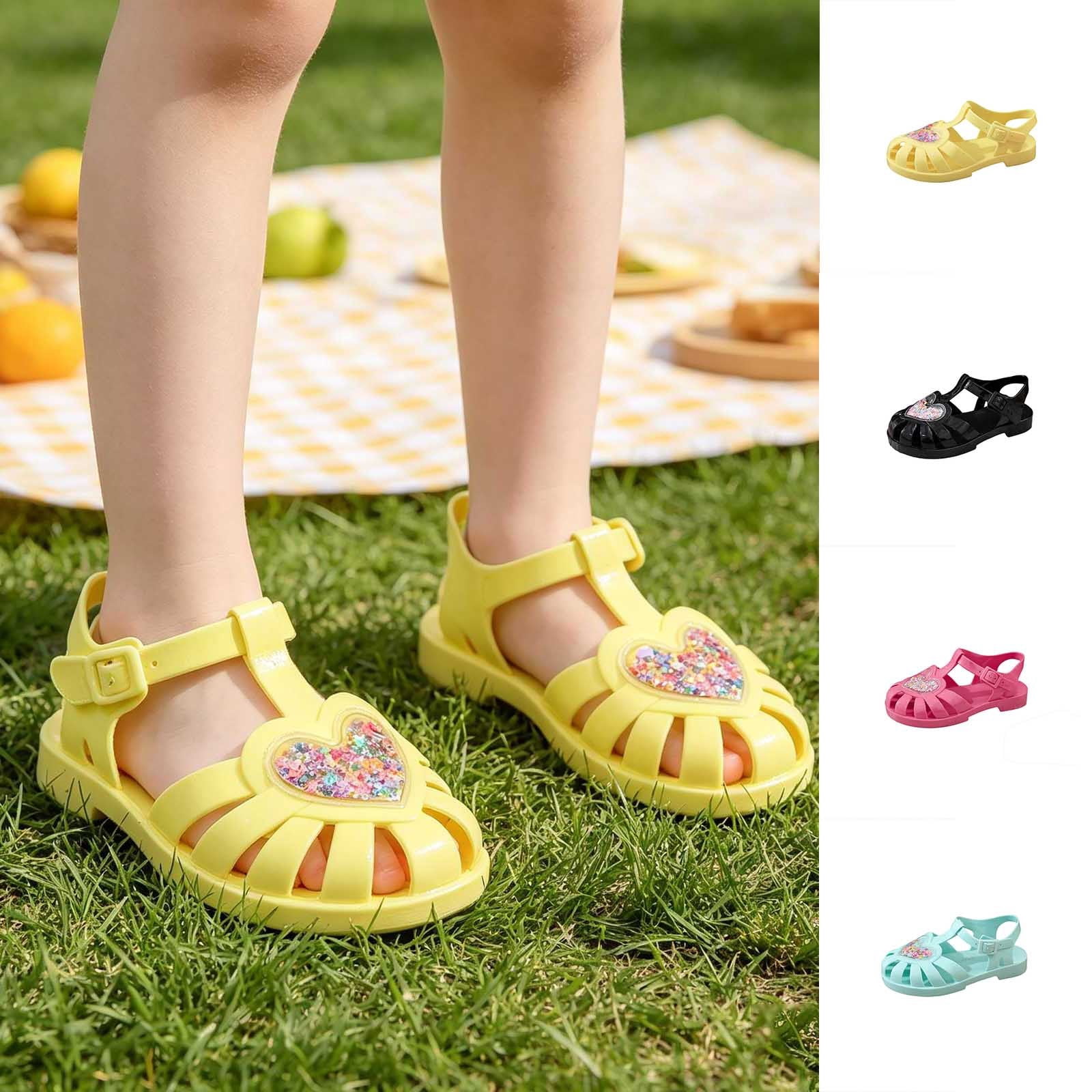 Viluyesy Girls Jelly Sandals Kids Summer Closed Toe Adjustable Strap ...