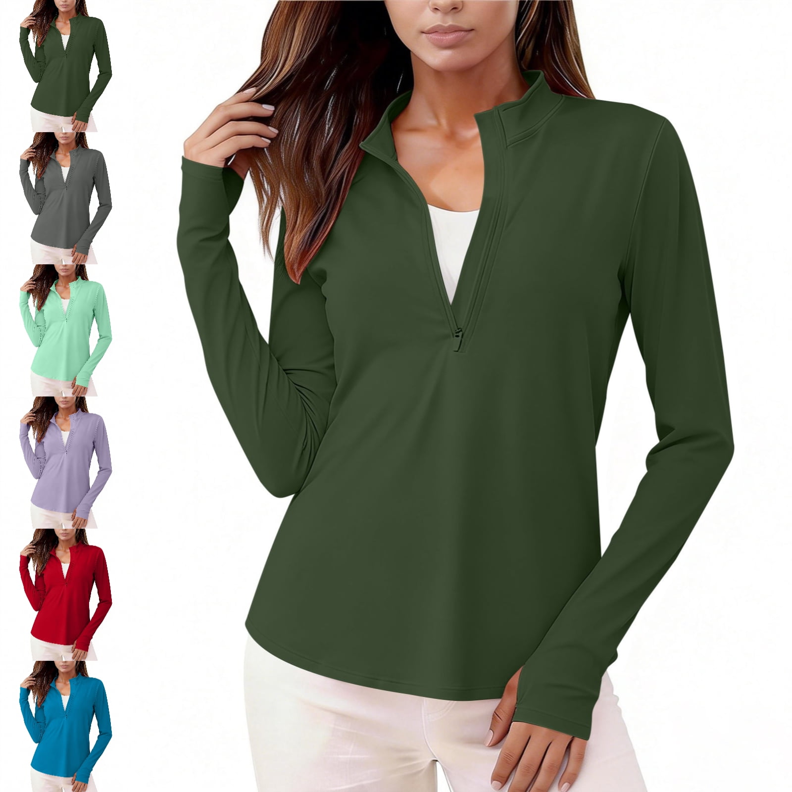 Viluyesy Women's Quarter Zip Golf Shirts UPF 50+ Sun Protection Long ...