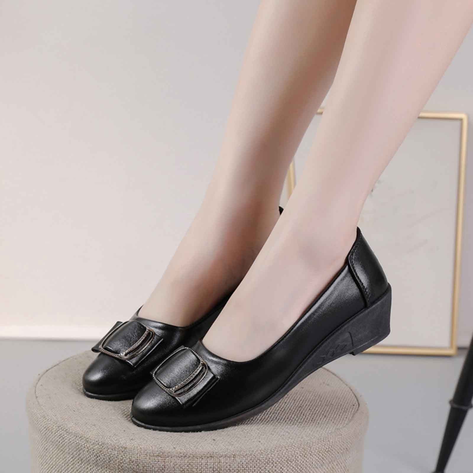Viluyesy Womens Ballet Flats, Buckle Shallow Round Toe Low Heeled ...