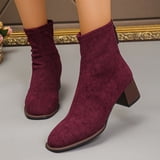 Viluyesy Womens Mid-Calf Boots, Pointed Toe Chunky Heels Back Zipper ...