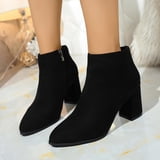 Viluyesy Womens Suede Boots, Chunky Heels Back Zipper Pointed Toe 2025 ...