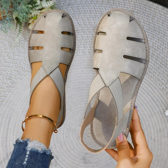 Viluyesy Womens Wedge Sandals, Wide Width Soft Sole Closed Toe Ladies ...