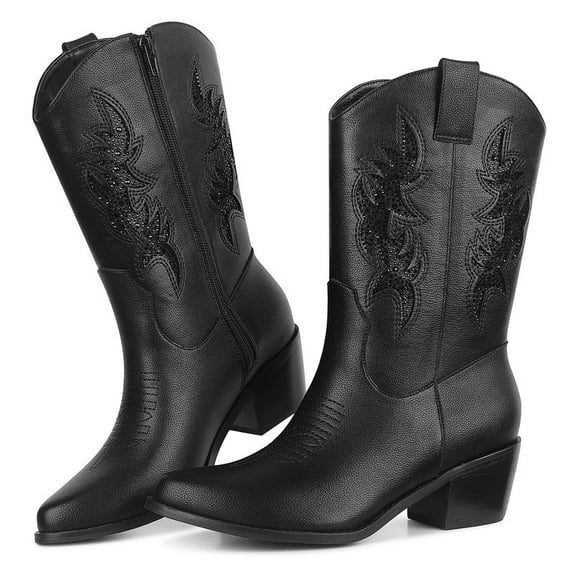 Vimisaoi Wide Calf Cowboy Boots for Women-White Rhinestone Cowgirl ...