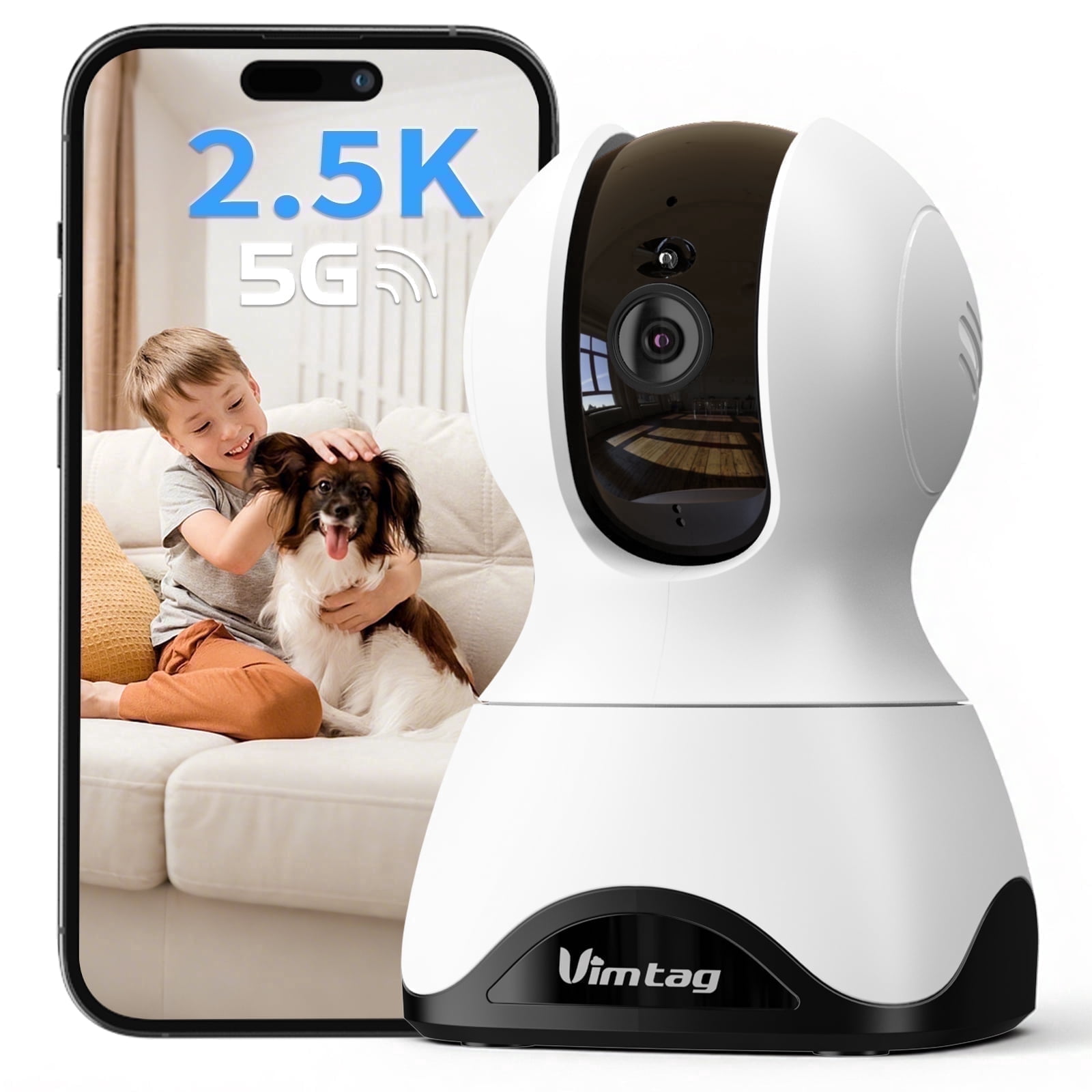 Vimtag 2.5K 5G/2.4GHz WiFi Pet Camera with Night Vision, Motion ...