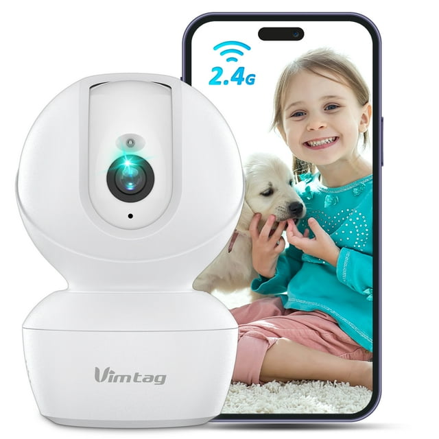 Vimtag Indoor Camera, 2MP HD 360° Pan/Tilt WiFi Camera for Dog/Pet/Baby/Home Security, AI Human ...