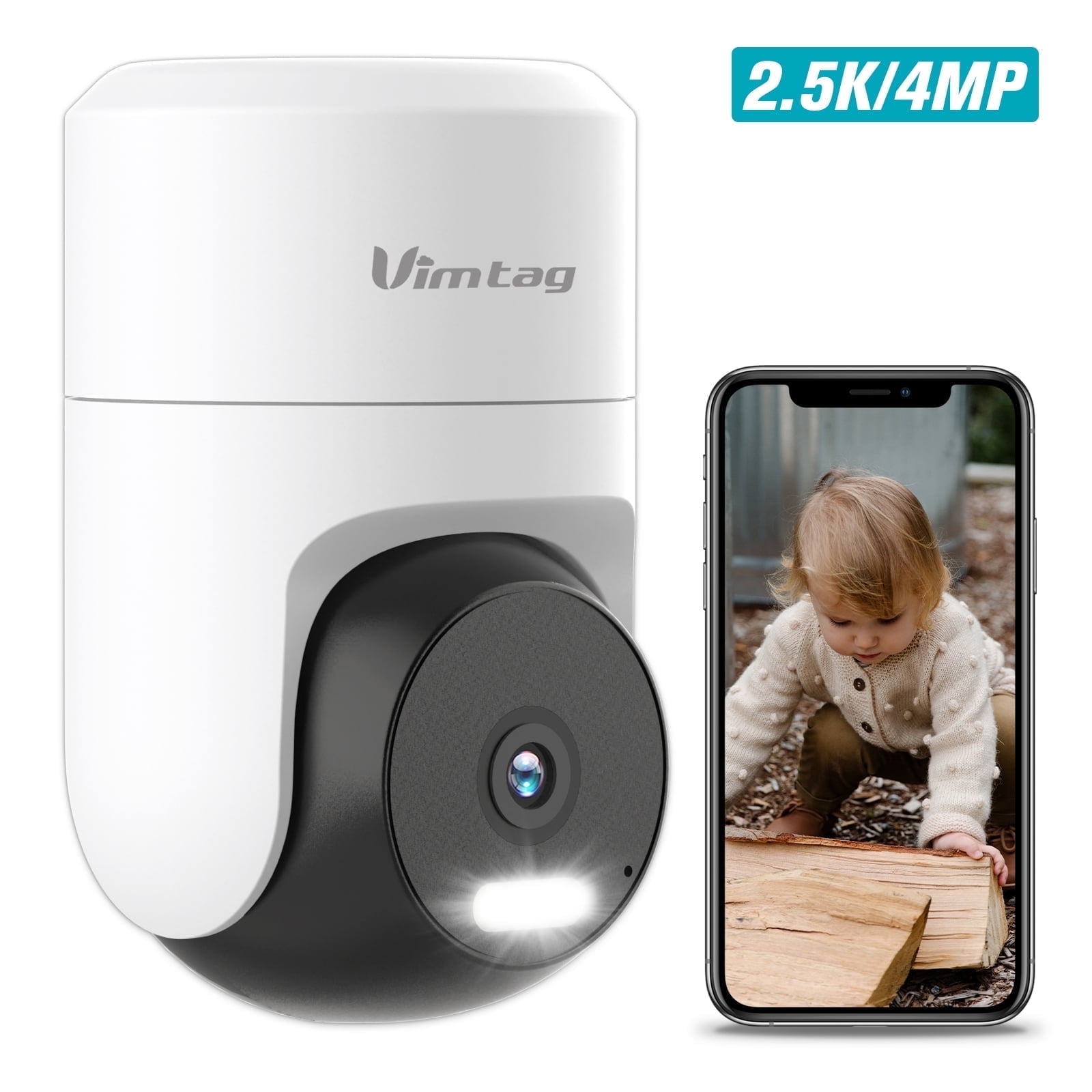 Vimtag Security Camera, 2.5K/4MP 360° Outdoor/Indoor Wired Plug-in 2.4G Wi-Fi Camera with ...