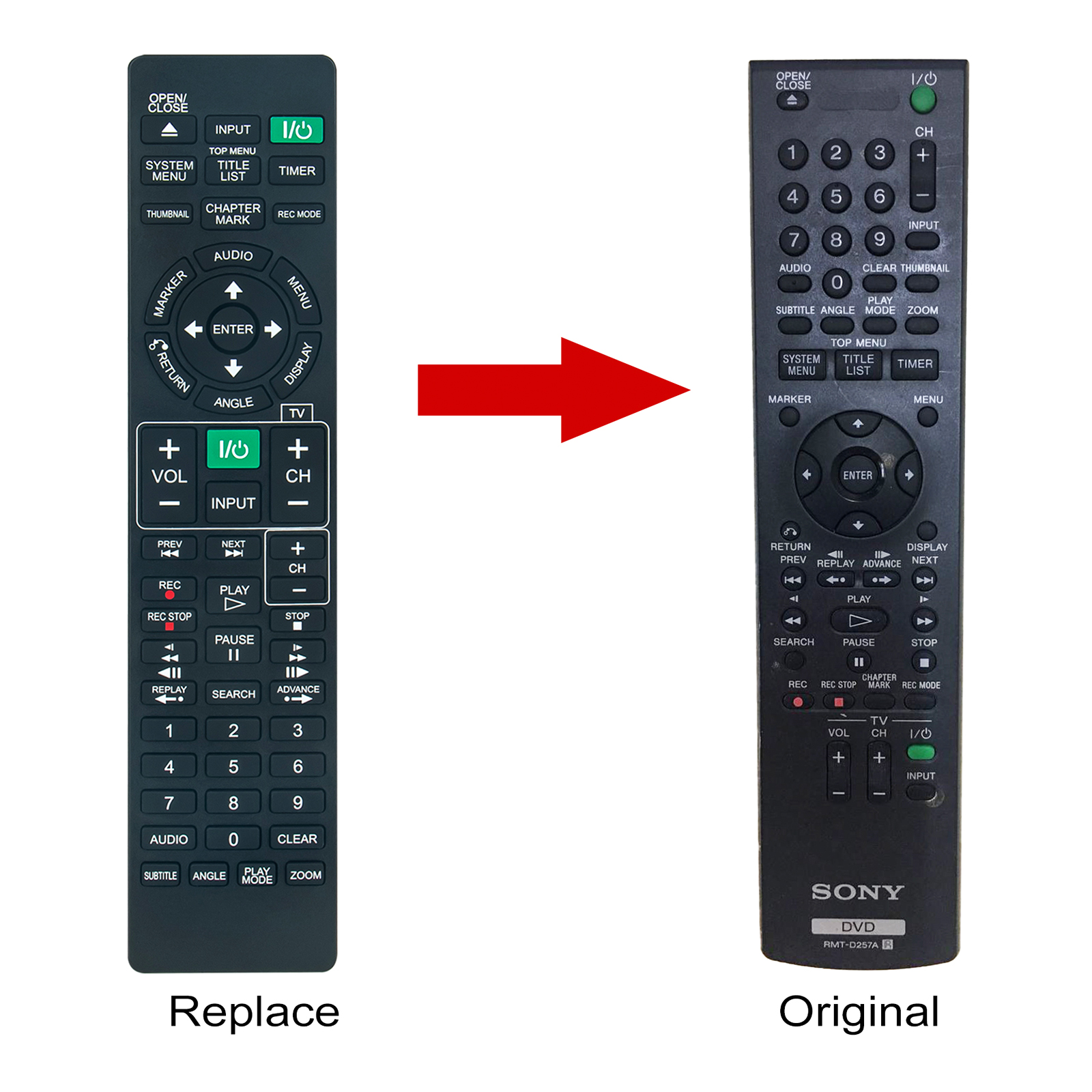 Vinabty RMT-D257A Replaced Remote Control Fit for Sony VCR Recorder ...