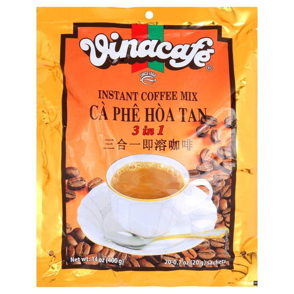 Vinacafe Instant Vietnamese Coffee, 3 in 1 Premix, Robusta Beans, 20 ...