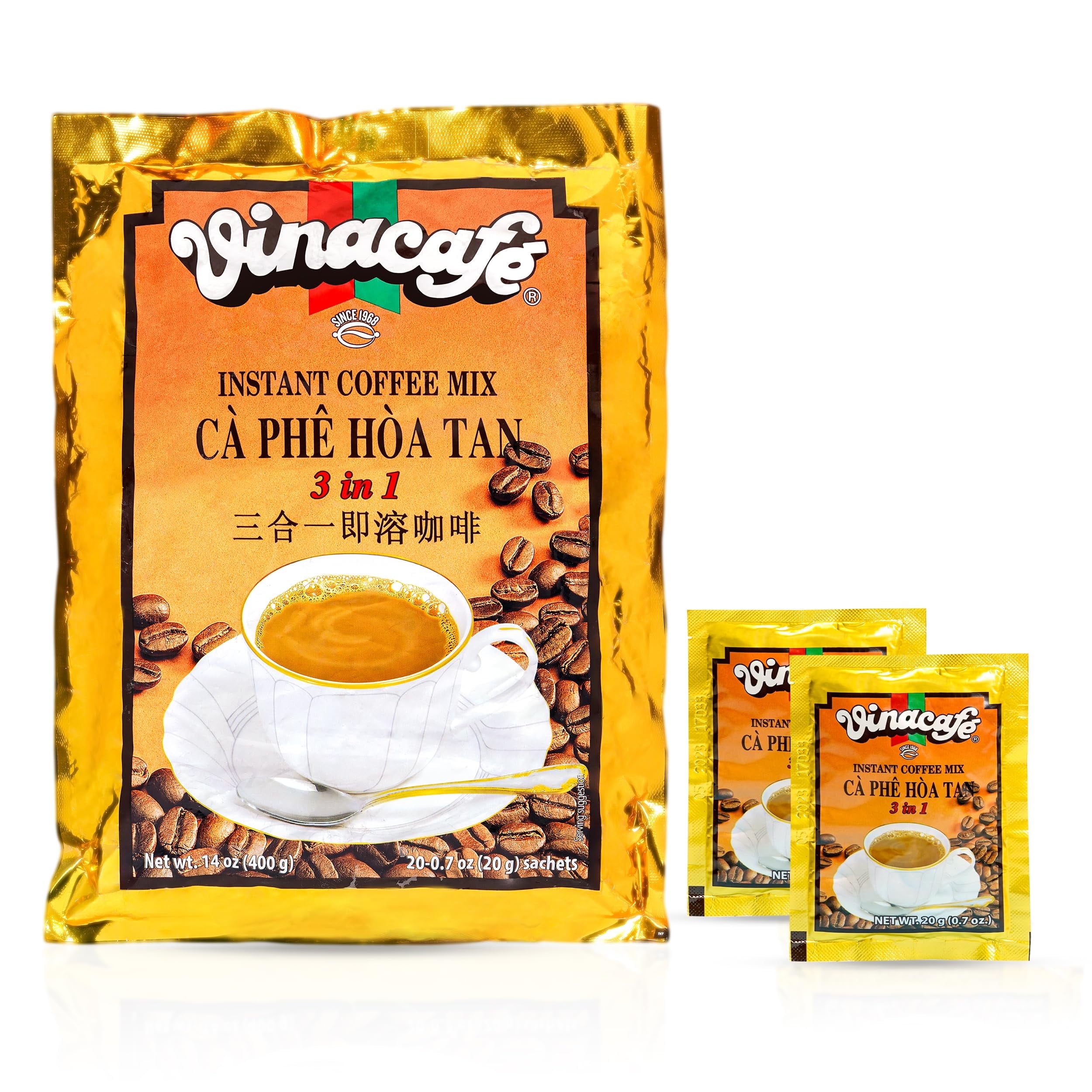 Vinacafe Instant Coffee Mix, Naturally Caffeinated, Light Roast (Pack ...