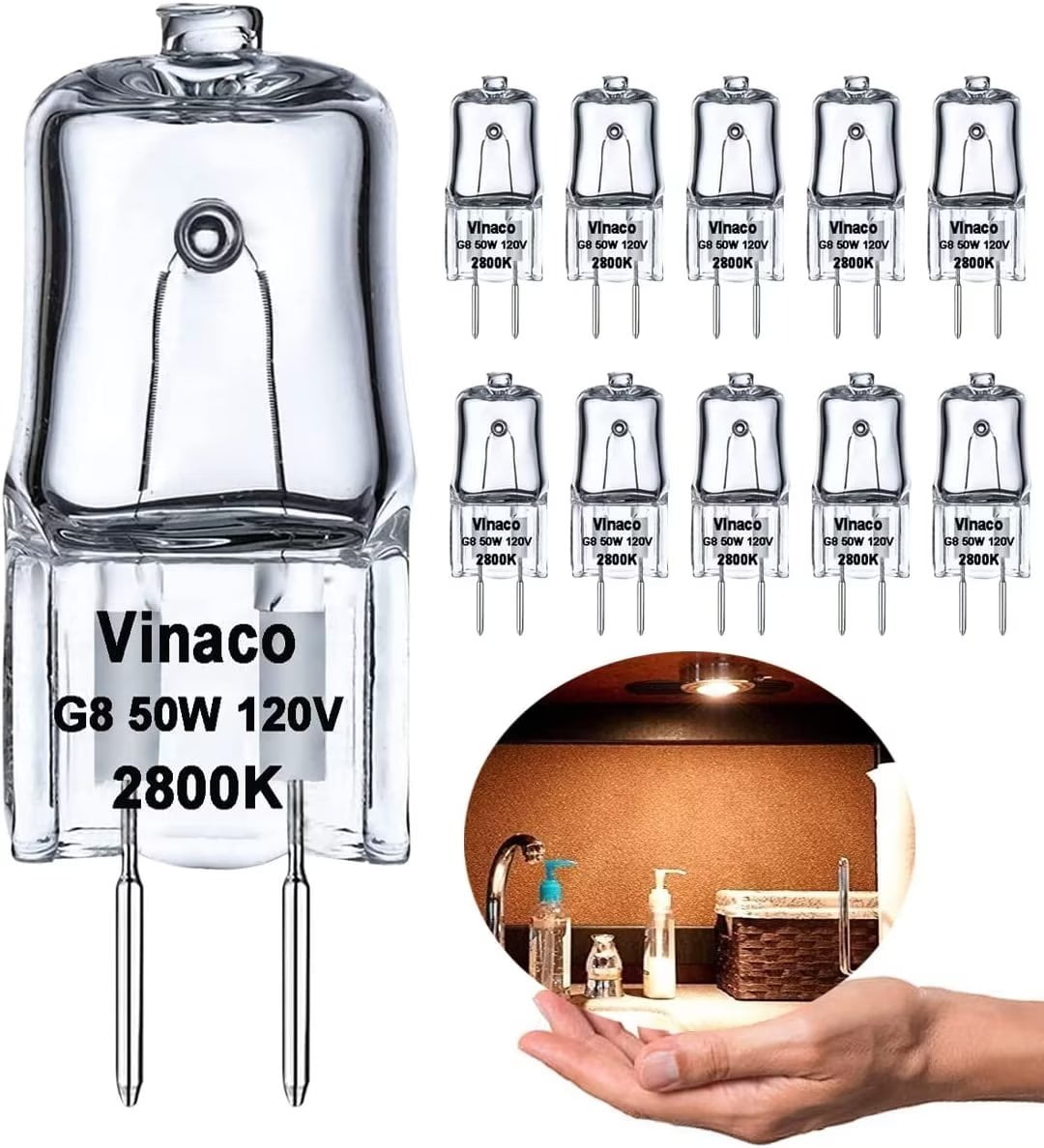 Vinaco G8 50W 120V Halogen Bulb Dimmable 10PCS , Long Lifespan JCD G8 ... Vinaco G8 50W 120V Halogen Bulb Dimmable 10PCS , Long Lifespan JCD G8 ...