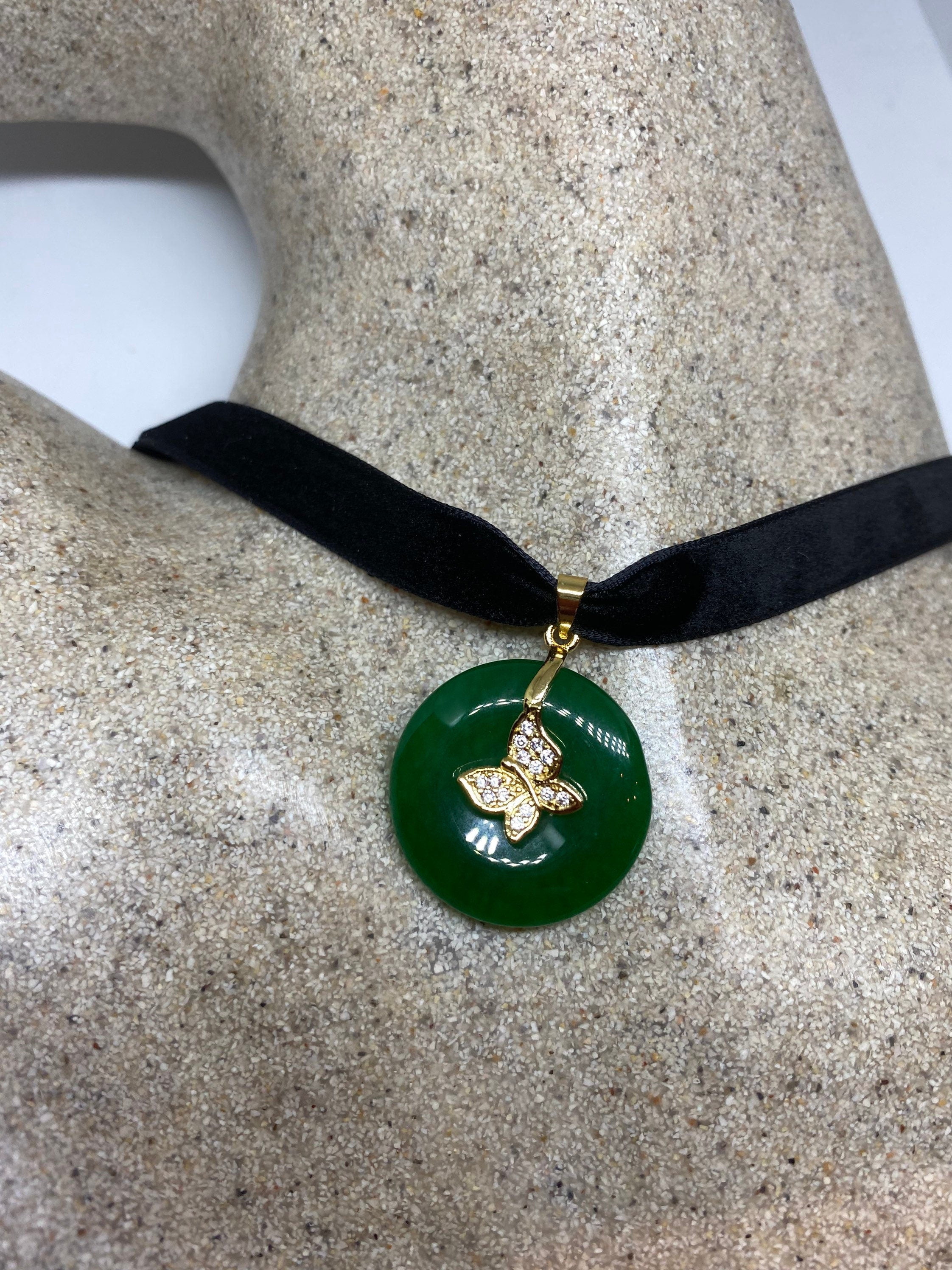 Vinate Green Jade Gold Finish Butterfy necklace - Walmart.com