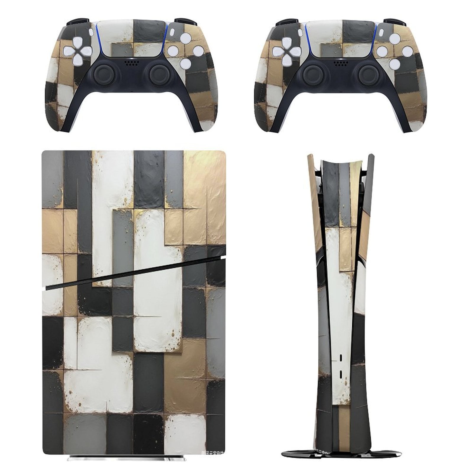 Vinatge Geometric Abstract Art Gray Black Gold PS5/PS5 Slim Digital ...