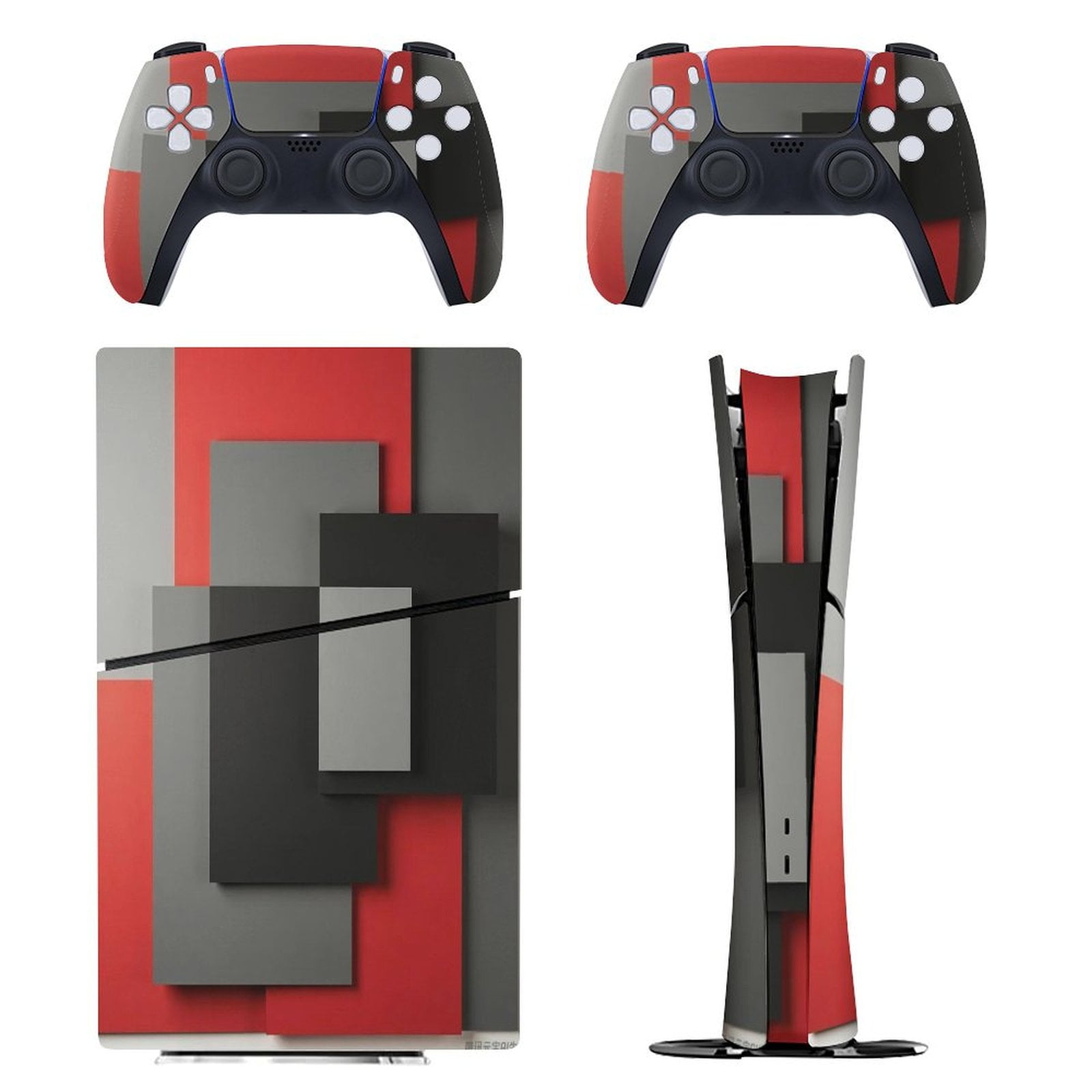 Vinatge Geometric Abstract Art Gray Black Red PS5/PS5 Slim Digital Disc ...