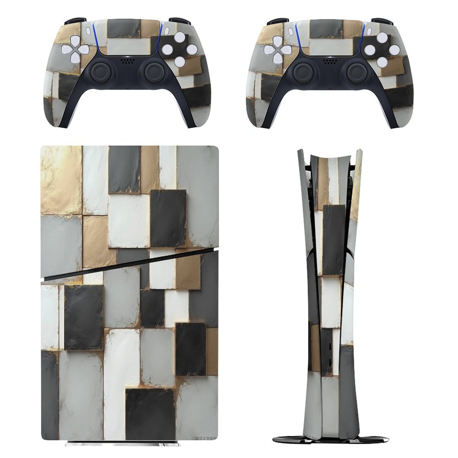 Vinatge Geometric Abstract Art Grey Black Gold PS5/PS5 Slim Digital ...