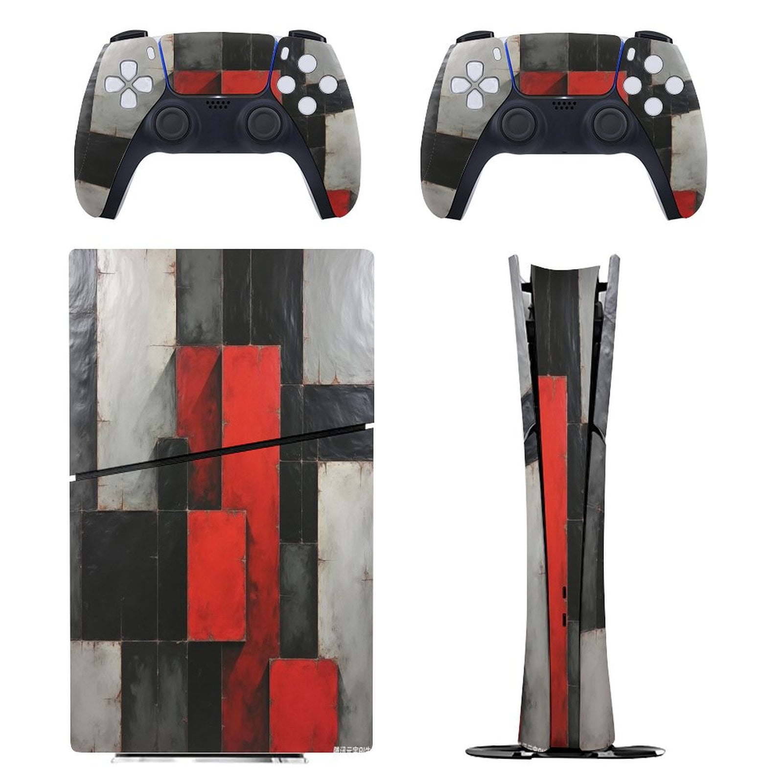Vinatge Geometric Abstract Art Red Gray Black PS5/PS5 Slim Digital Disc ...