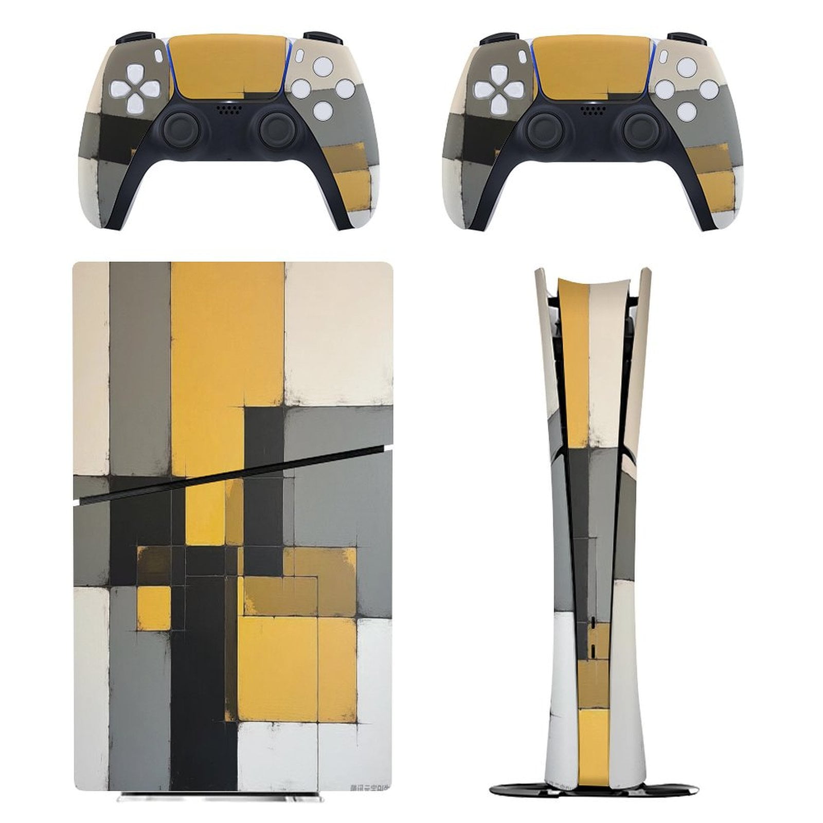 Vinatge Geometric Abstract Art Yellow Gray Black PS5/PS5 Slim Digital ...