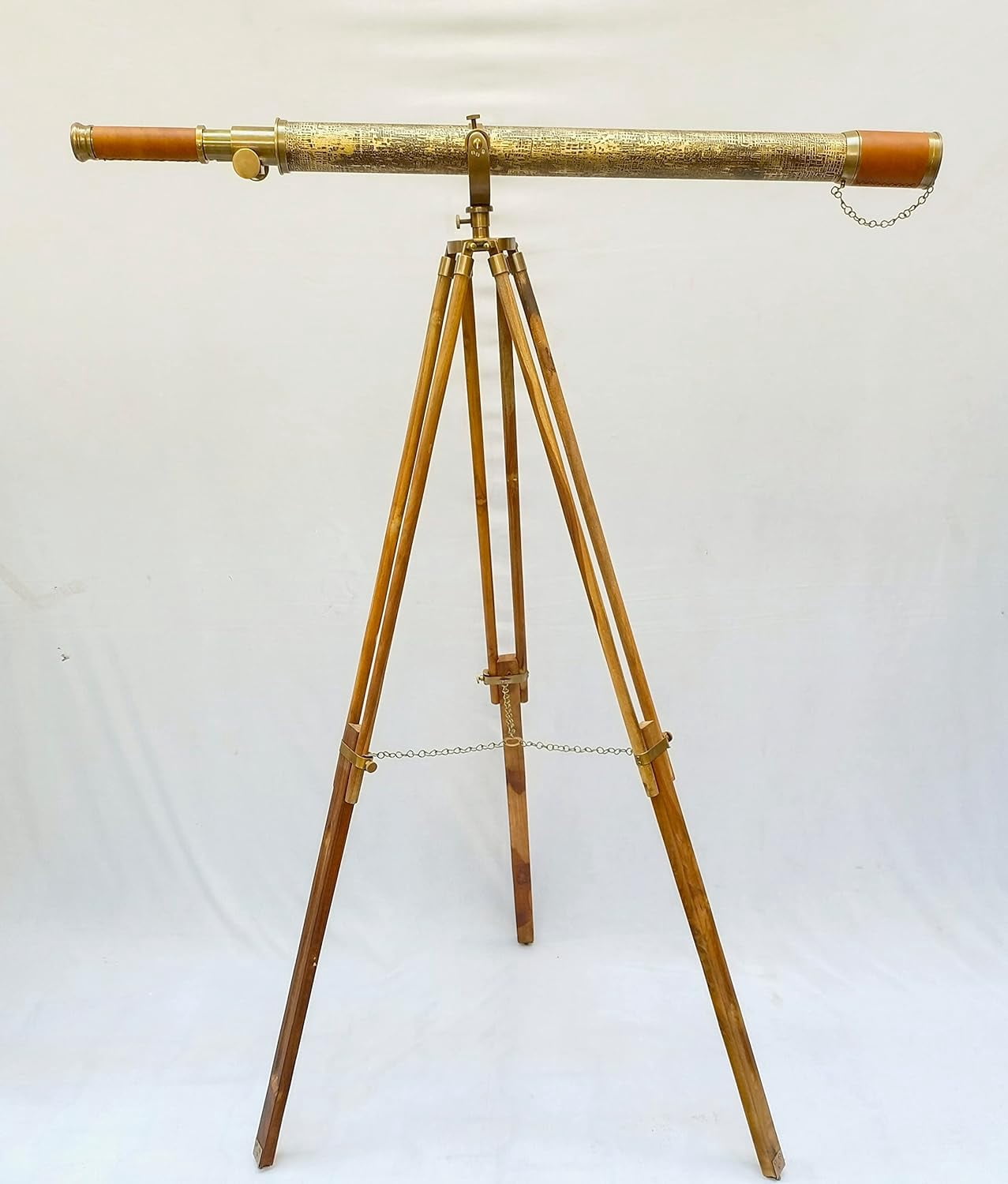 Vinatge Solid Antique Brass Marine Navy Telescope Texture Leather ...