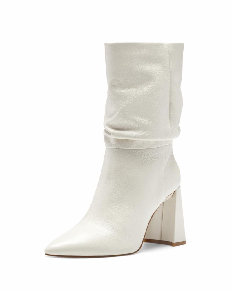 Vince Camuto AMBIE Slouch Pointed Toe Boot FLUFF White Block Heel ...