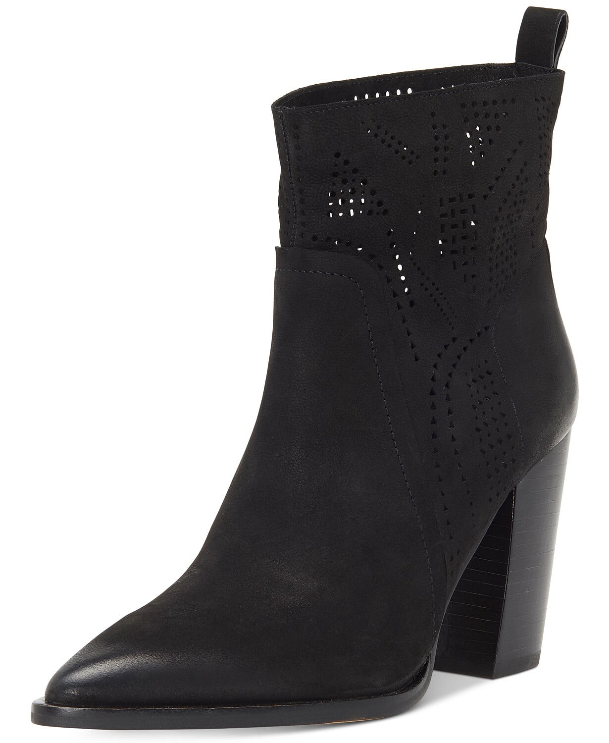 Vince Camuto Catheryna Black Suede Block Heel Ankle Bootie Fashion ...