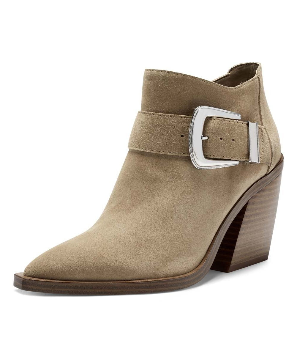 Vince Camuto Gidgey Taupe Suede Snip Toe Fashion Cuban Mid Heel Ankle ...
