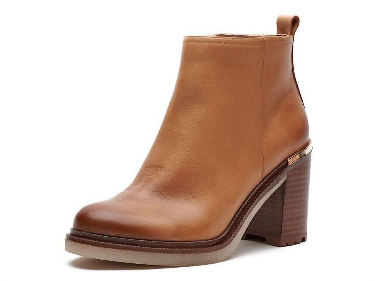 Vince Camuto Gorgan Light Cognac Tan Leather Block Heel Ankle Bootie ...