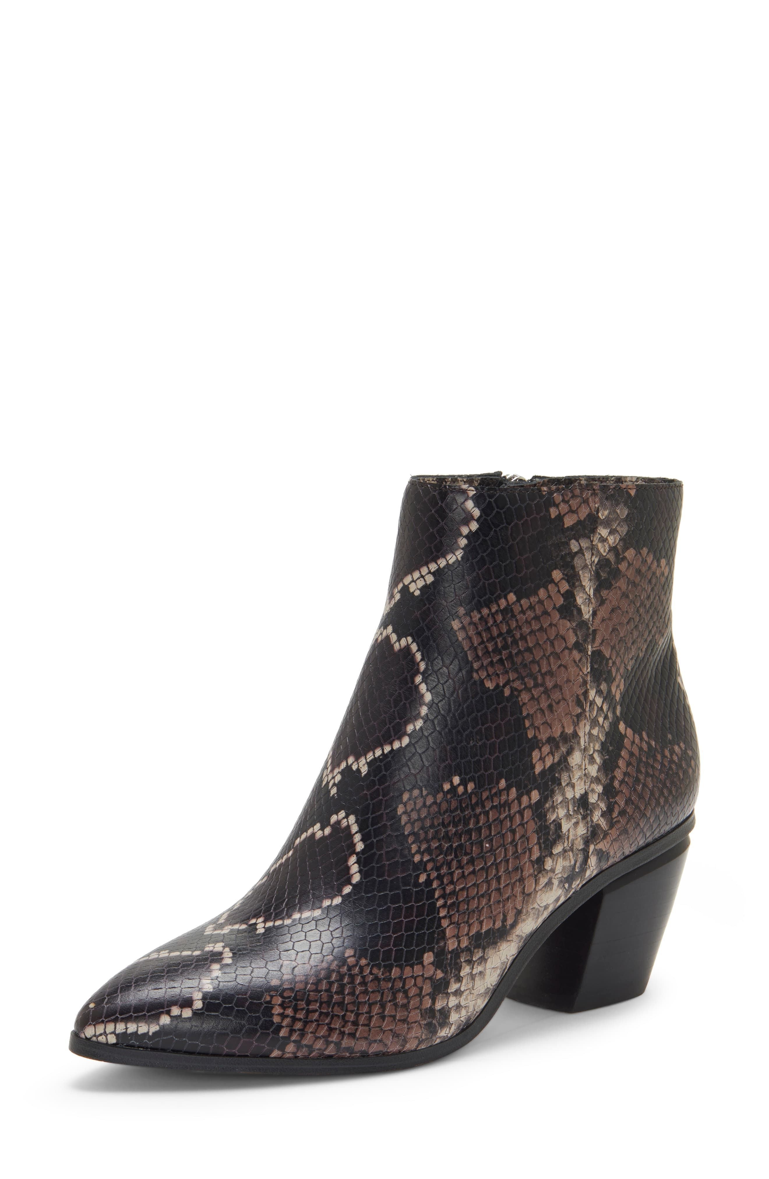 Vince Camuto Grasem Mauve Snake Fashion Block Heel Pointed Toe Western ...