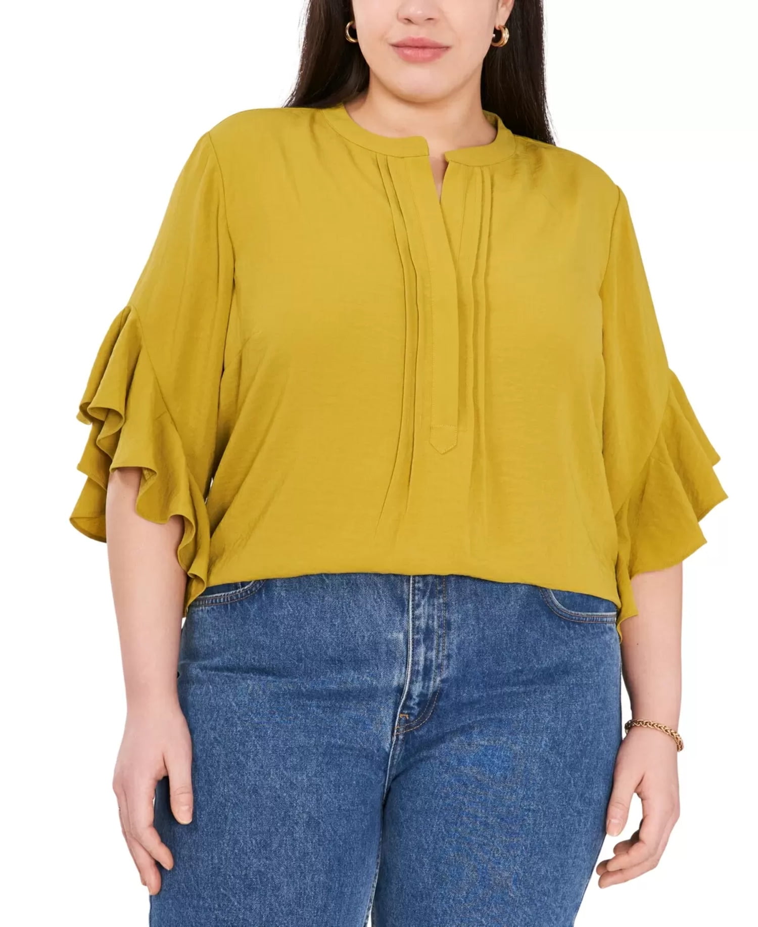 Vince Camuto Plus Size Ruffle Sleeve Popover Top - Walmart.com