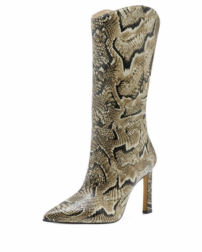Vince Camuto Senimda Multi Snake Print Leather Pointed Toe Snake Mid ...