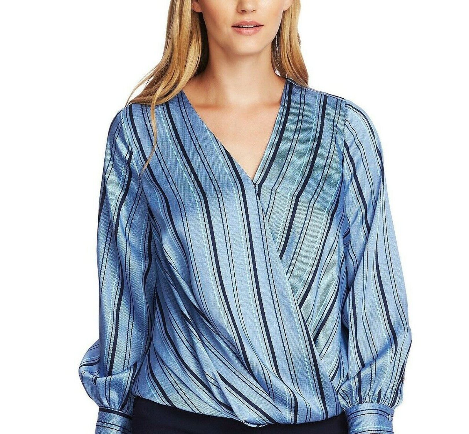 Vince Camuto Stripe Wrap-Front Blouse - Walmart.com