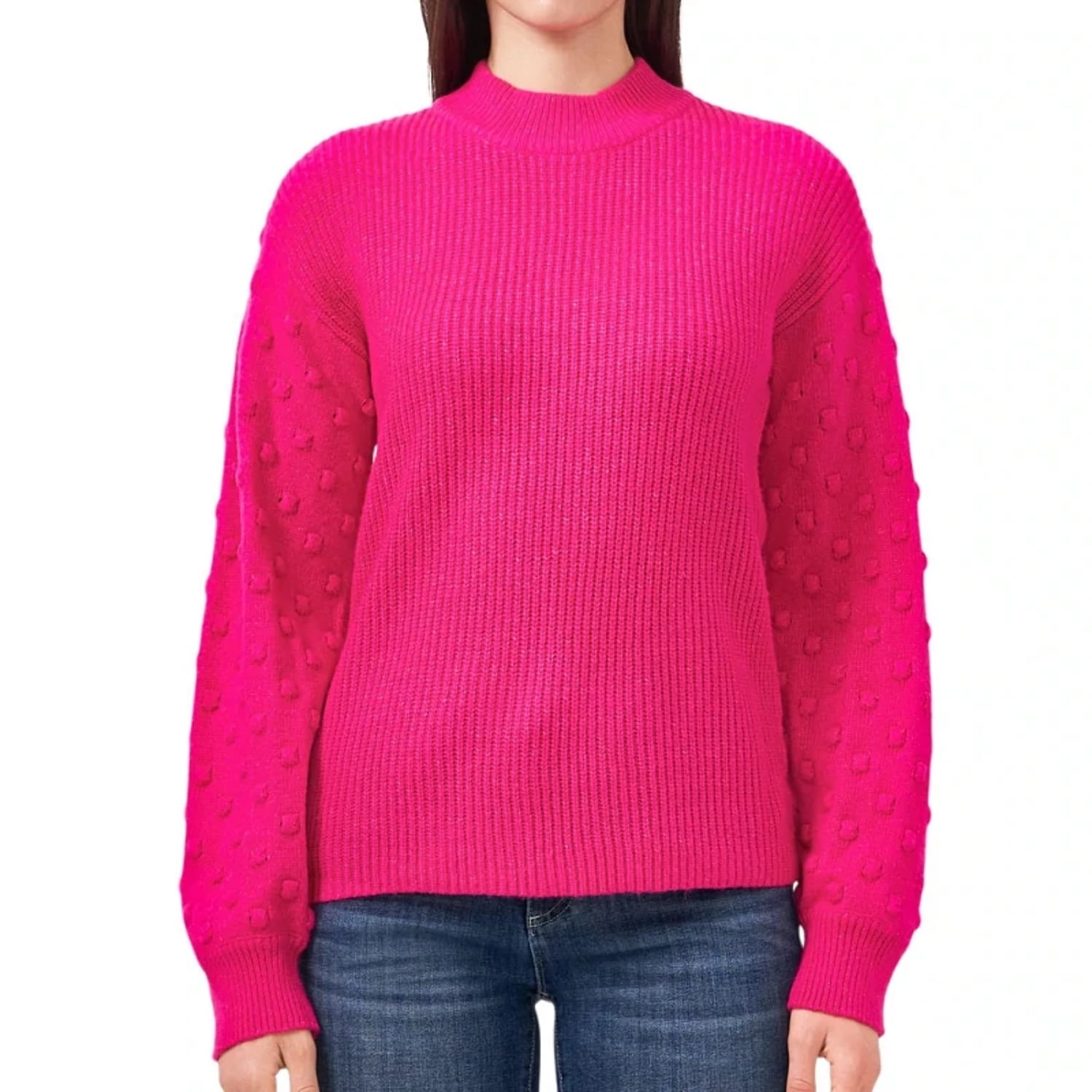 Fashion-forward Vince Camuto Women's Pullover Sweater with Whimsical Bobble Stitch Puff Sleeve ...