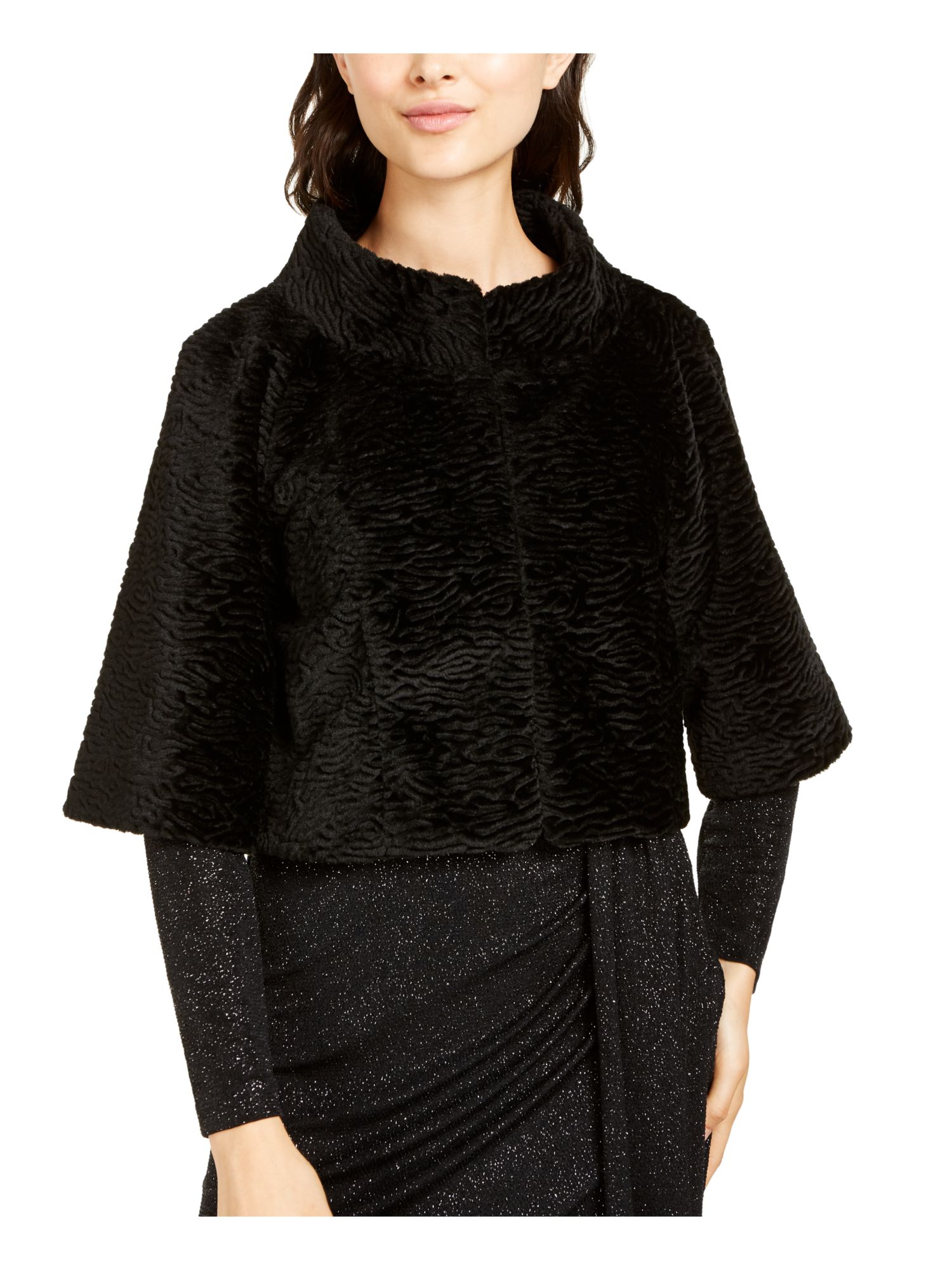 Vince Camuto Women's Elbow Sleeve Faux-Fur Shrug (L, Black) - Walmart.com