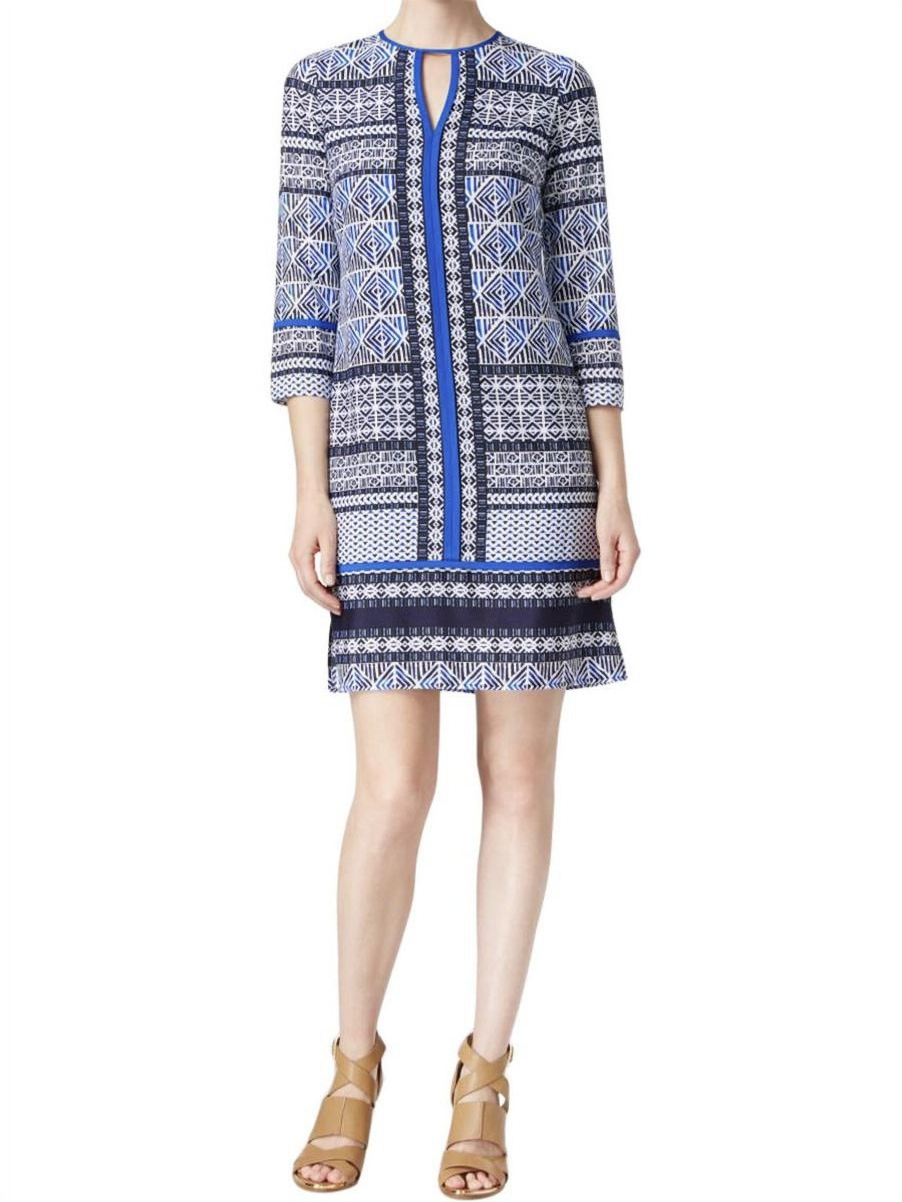 Vince Camuto Women's Printed Keyhole Shift Dress (2, Blue) - Walmart.com