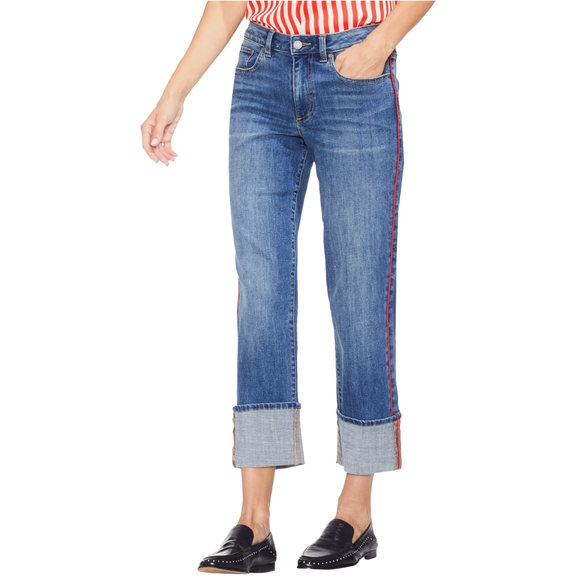 Vince Camuto Womens Piped Trim Straight Leg Jeans - Walmart.com