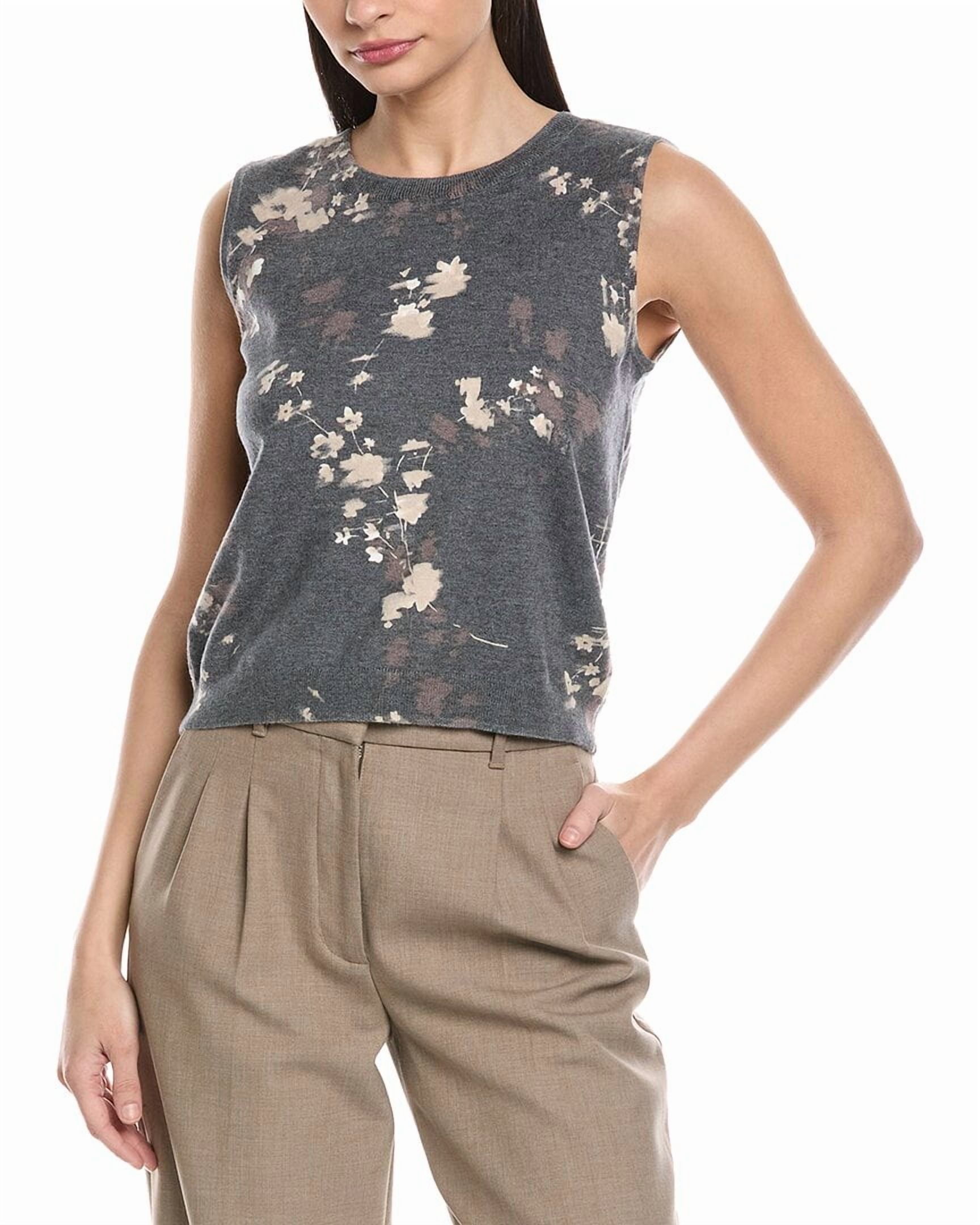 Vince Camuto womens Delicate Flower Wool-Blend Shell, l, Gray - Walmart.com